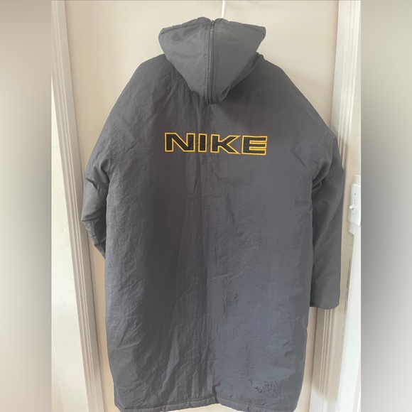 Nike | Jackets & Coats | Nike Big Gray Black Gold Vintage Parka Split ...